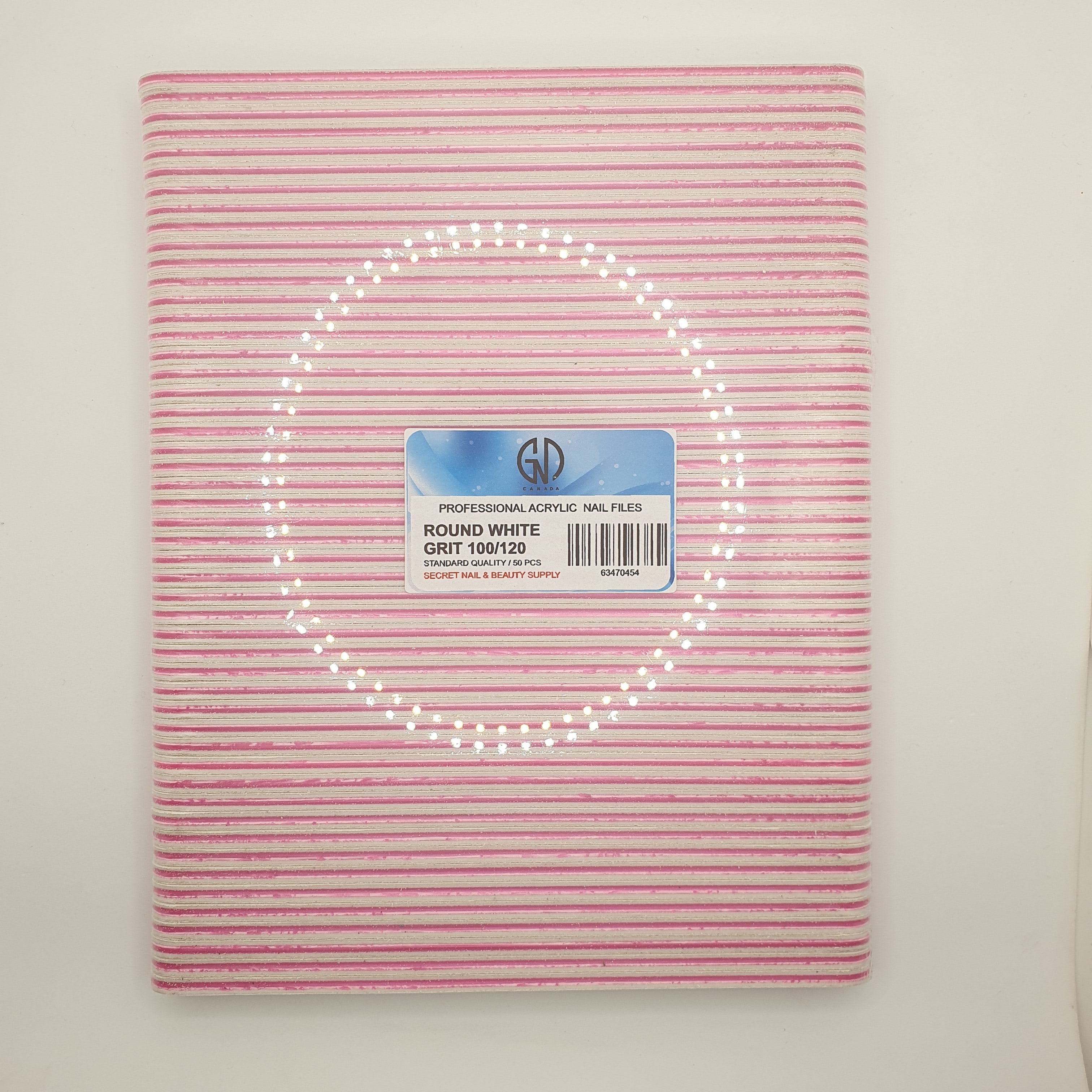 GND ROUND WHITE/ PINK FILE 100/120 - 50/PKG
